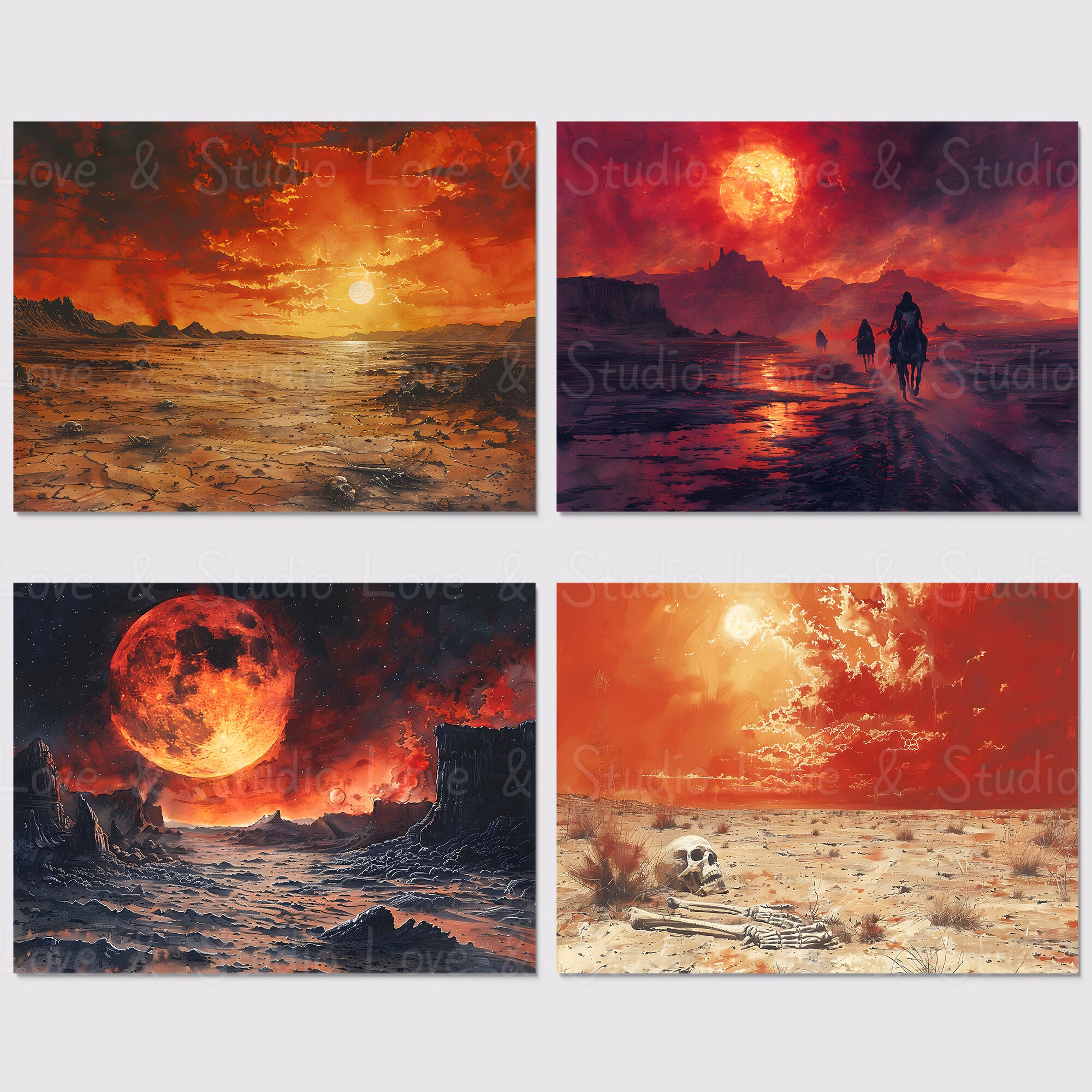 25 the Desolate Desert Digital Paper, Printable Dark Fantasy Background ...