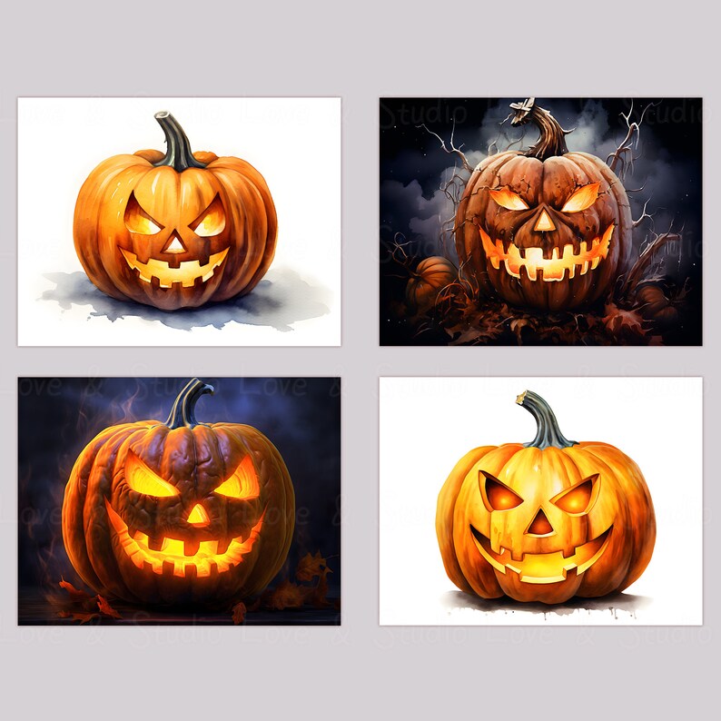 25 Jack O Lanterns Clipart Printable Halloween Pumpkin Wall - Etsy