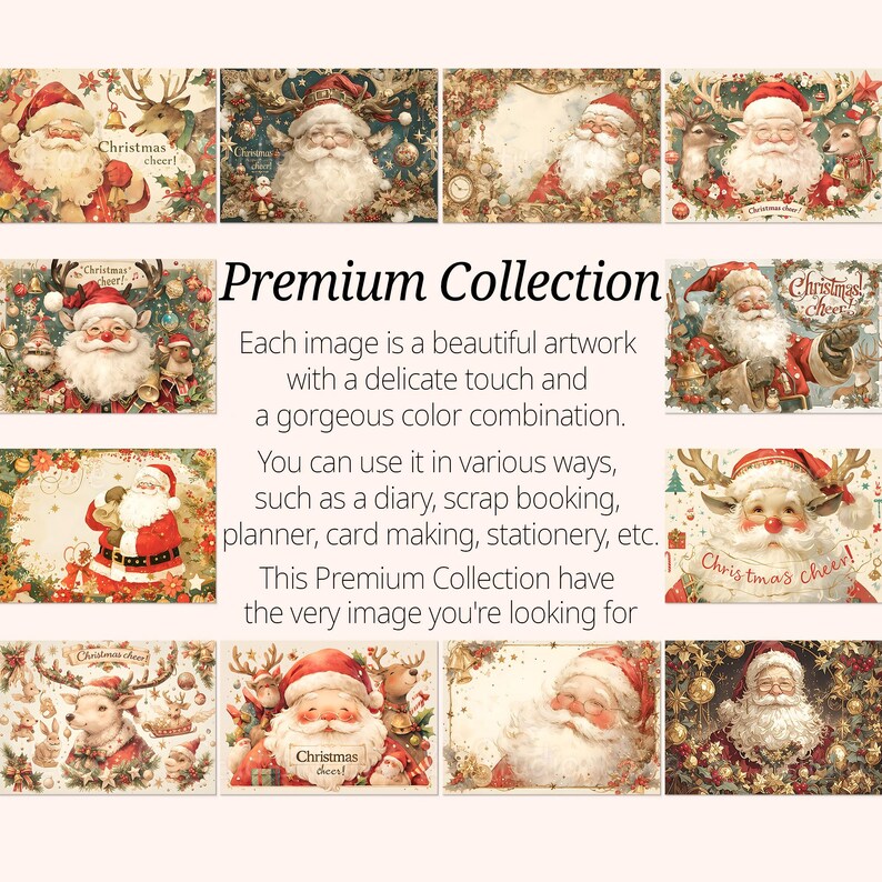 25 Vintage Style Santa Claus Digital Paper, Winter Wonderland Christmas ...