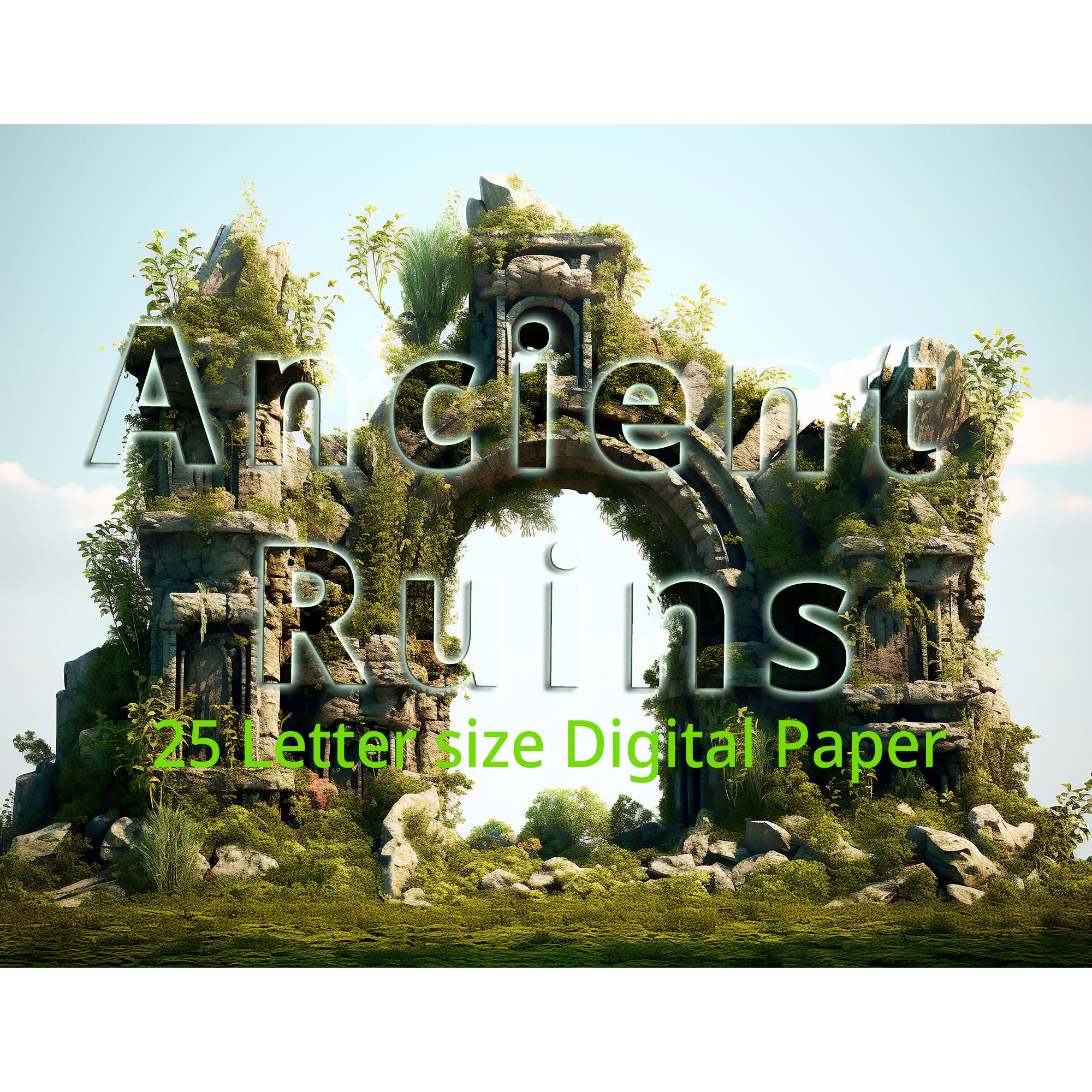 25 Ancient Ruins Digital Paper, Printable A Mystical Landscape, A ...