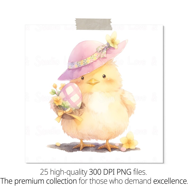 25 Easter Bonnet Chick Clipart, Printable Colorful Delight Watercolor ...