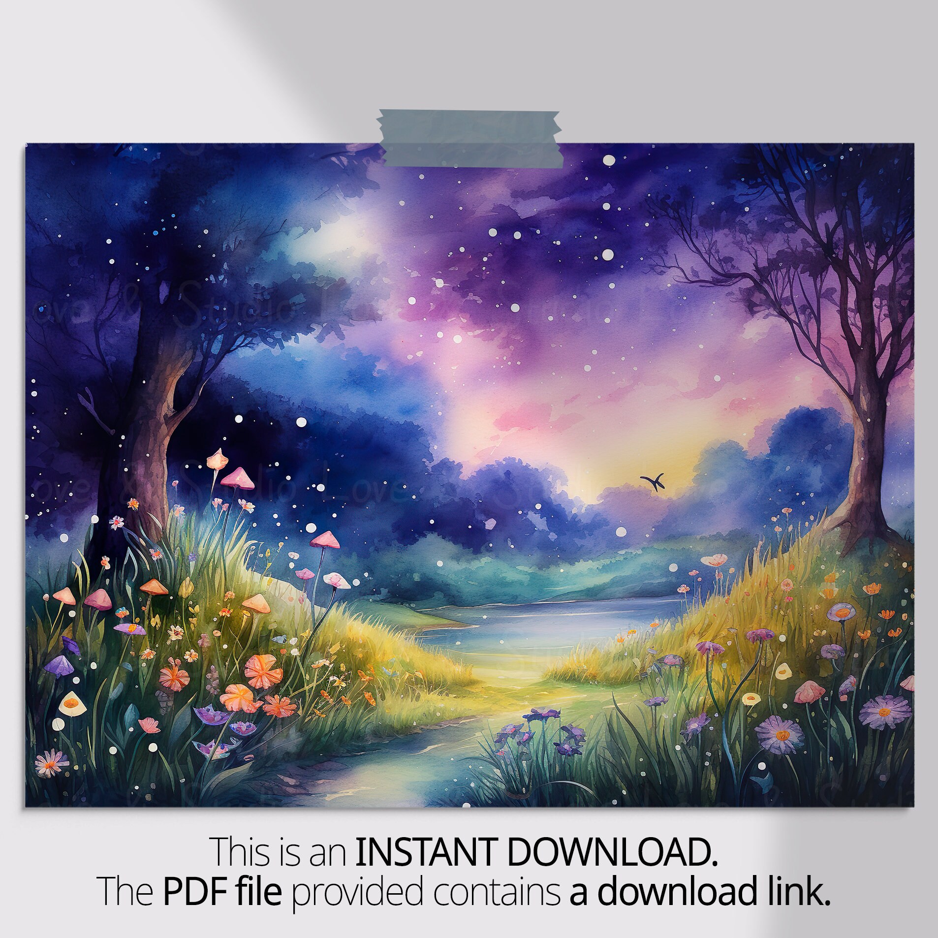 25 Fairy Wonderland Digital Paper, Printable Watercolor Magical Fairy ...