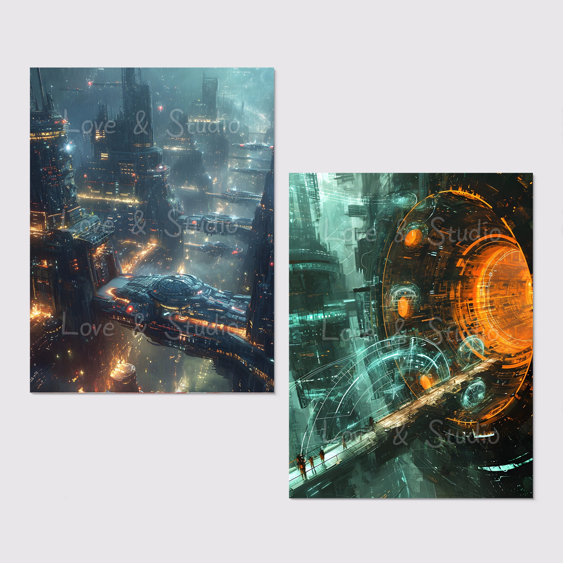 25 Futuristic Docking Bay Digital Paper, Printable Sci-fi Futuristic ...