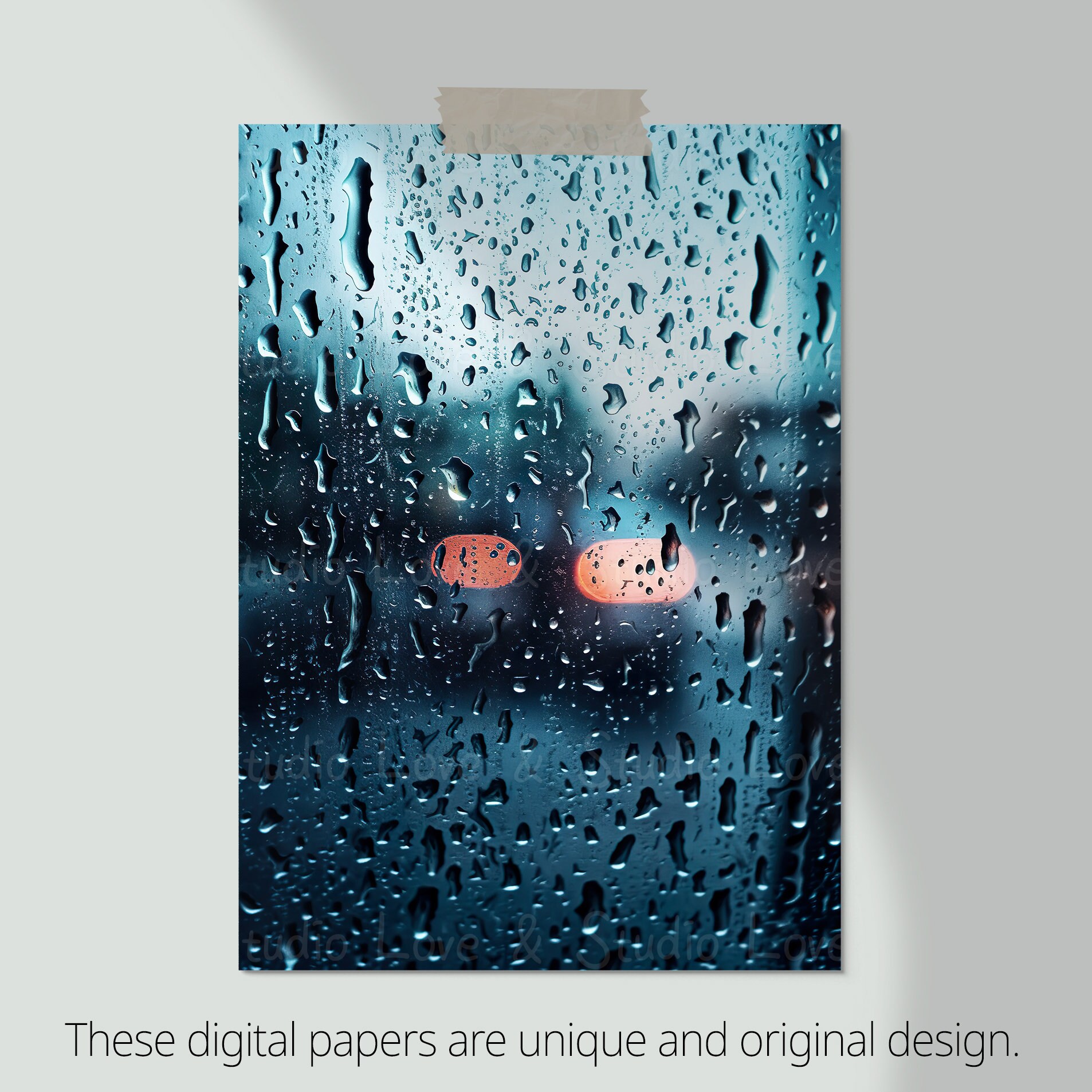 25 Raindrops on the Window Photo Digital Paper, Realistic Rain ...