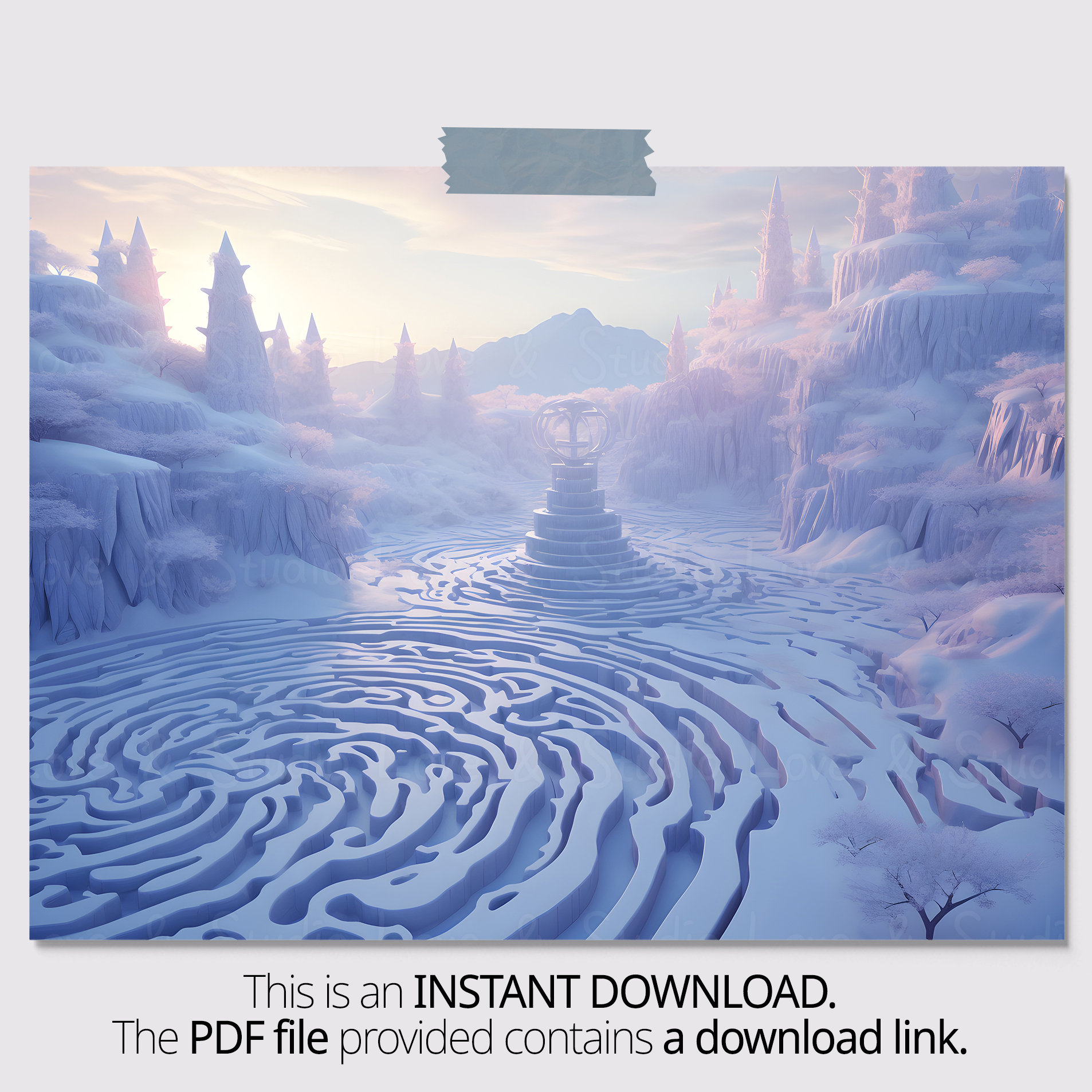 25 Snowy Labyrinth Digital Paper Printable Fantasy Maze - Etsy