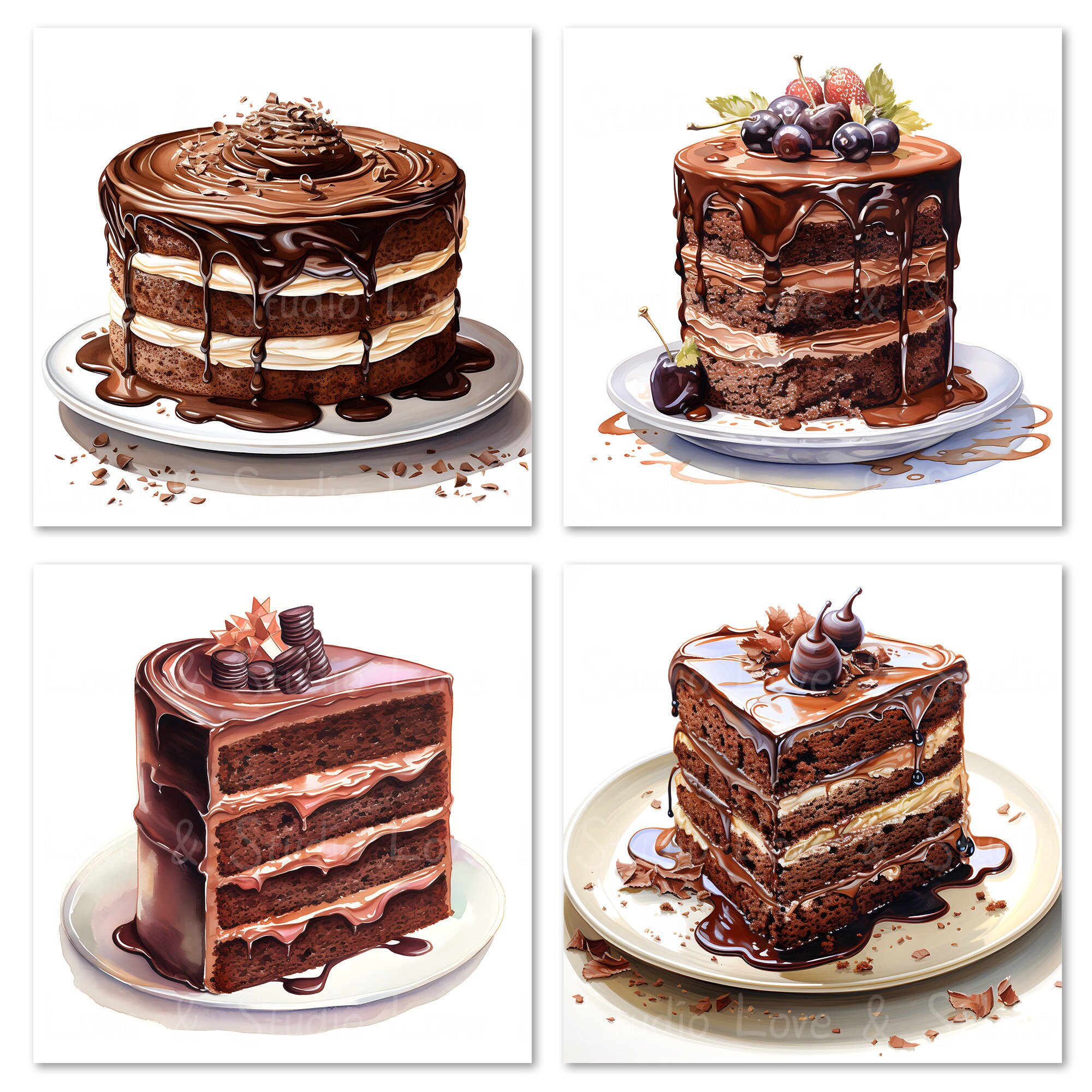 25 Sweet Cream Cake Watercolor Clipart Red Velvet - Etsy