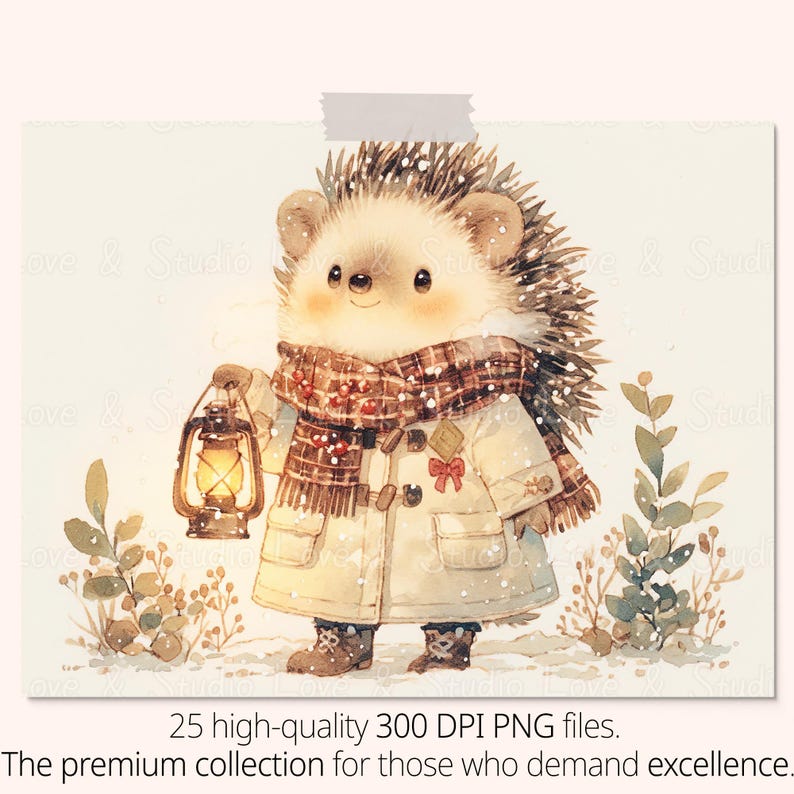 25 Cute Christmas Hedgehog Clipart, Snowy Forest Friend Digital Paper ...