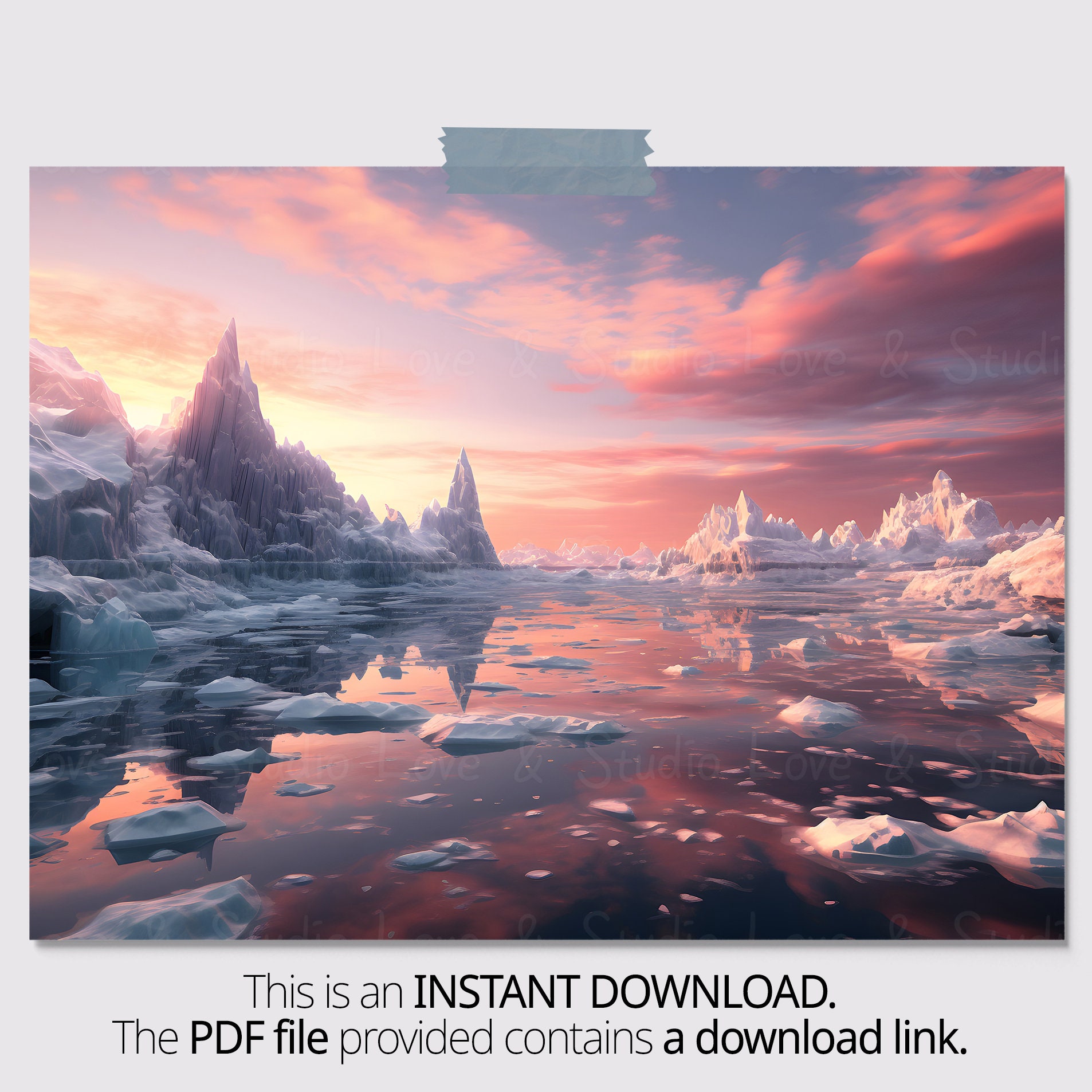 25 Frozen Dreams Digital Paper, Printable Fantasy Snowy Ice Formations ...