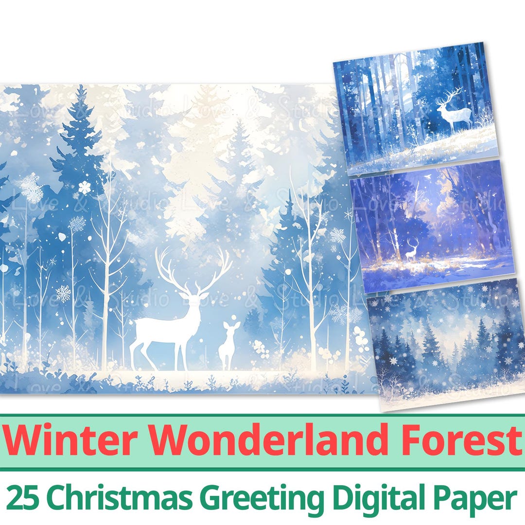 25 Winter Wonderland Forest Digital Paper, Winter Wonderland Christmas ...