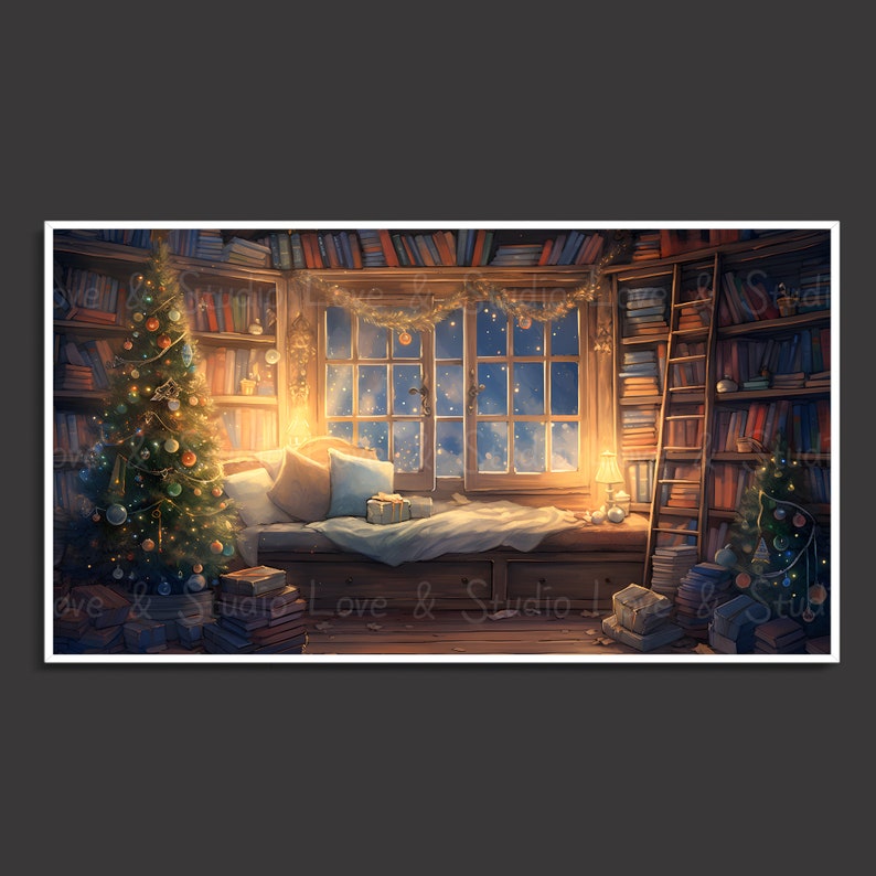16:9 Holiday Book Nook Digital Background. 25 Samsung Frame TV Art ...