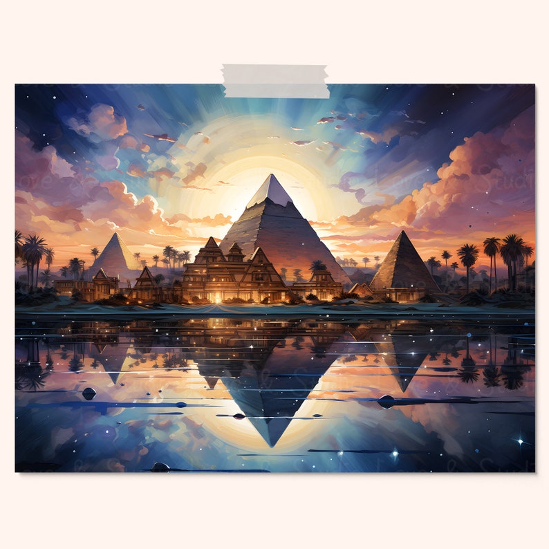 25 the Pyramids in Egypt Digital Paper, Watercolor Desert Landscapes ...