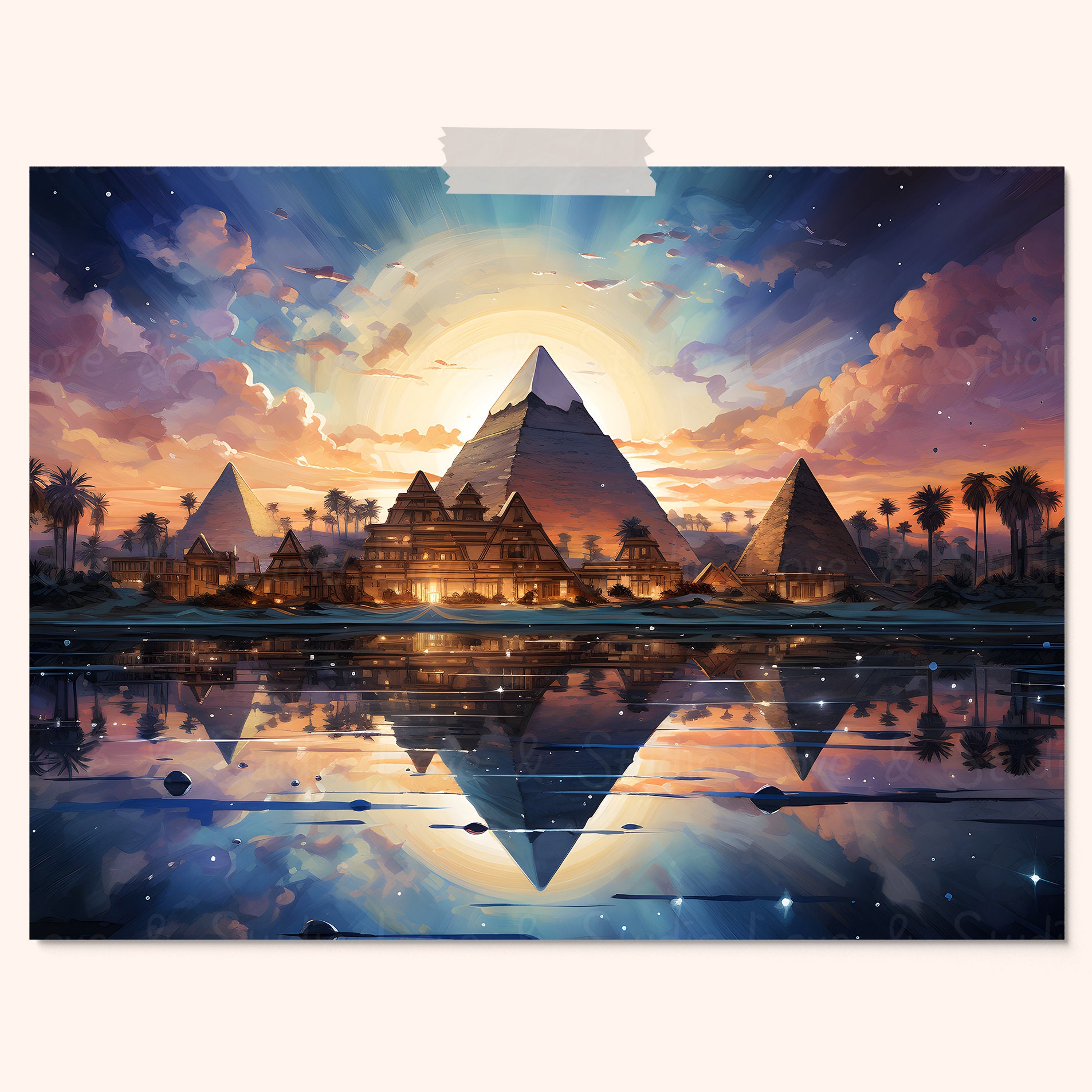 25 the Pyramids in Egypt Digital Paper, Watercolor Desert Landscapes ...