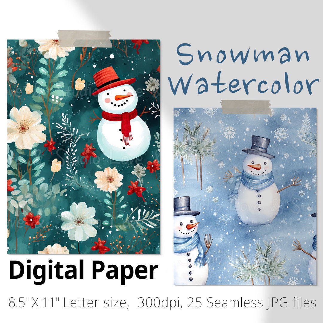 25 Snowman Seamless Digital Paper, Snowflake Pattern. Christmas Party ...