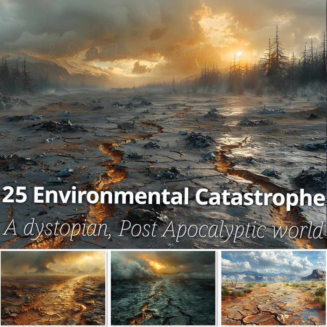 25 Environmental Catastrophe Digital Paper, Dystopian, Post Apocalyptic ...