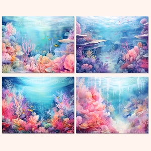 25 Enchanted Pastel Coral Reef Digital Paper, Soft Pastel Shade ...