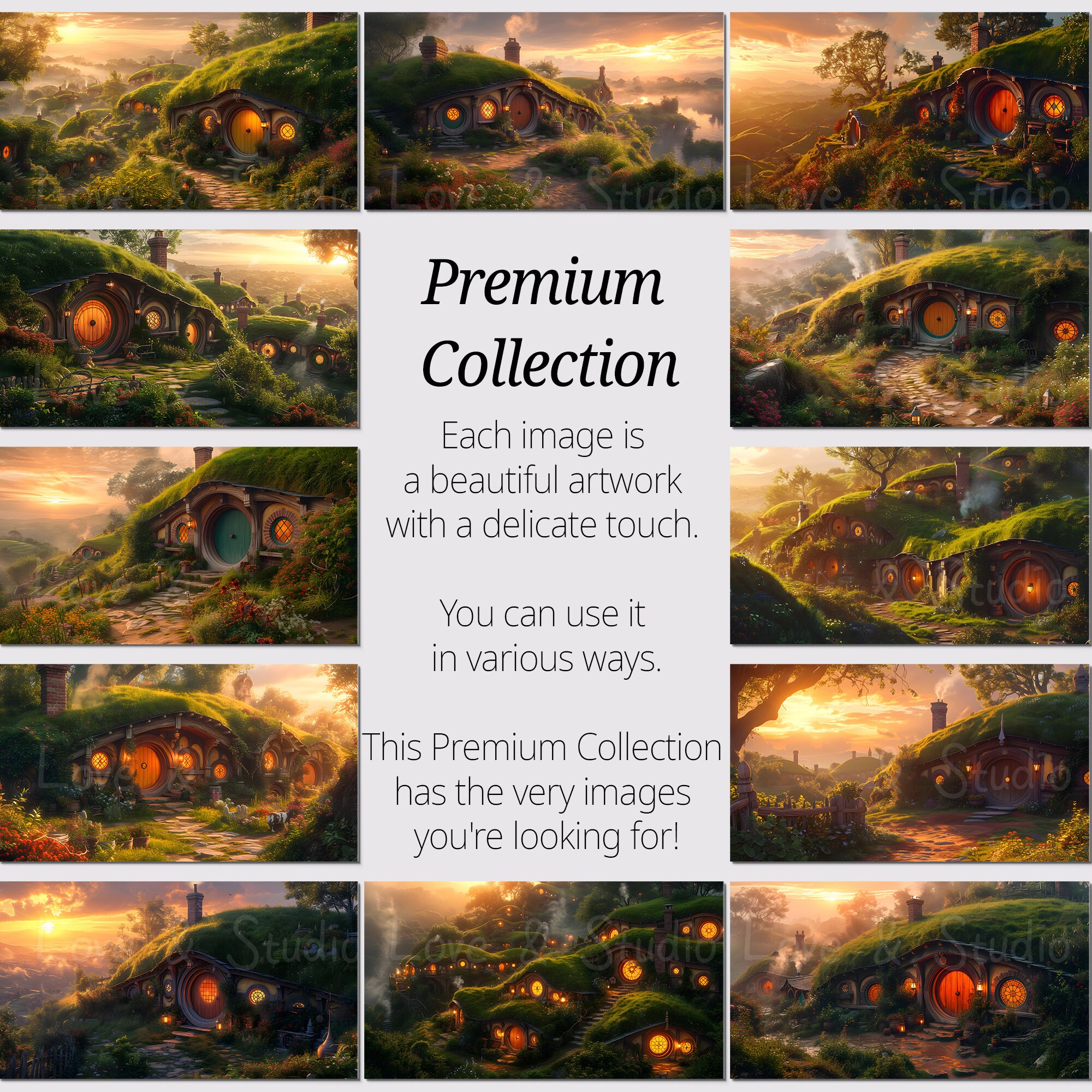 16:9 Hobbiton in the Golden Hour Digital Paper. 25 Printable Fantasy ...