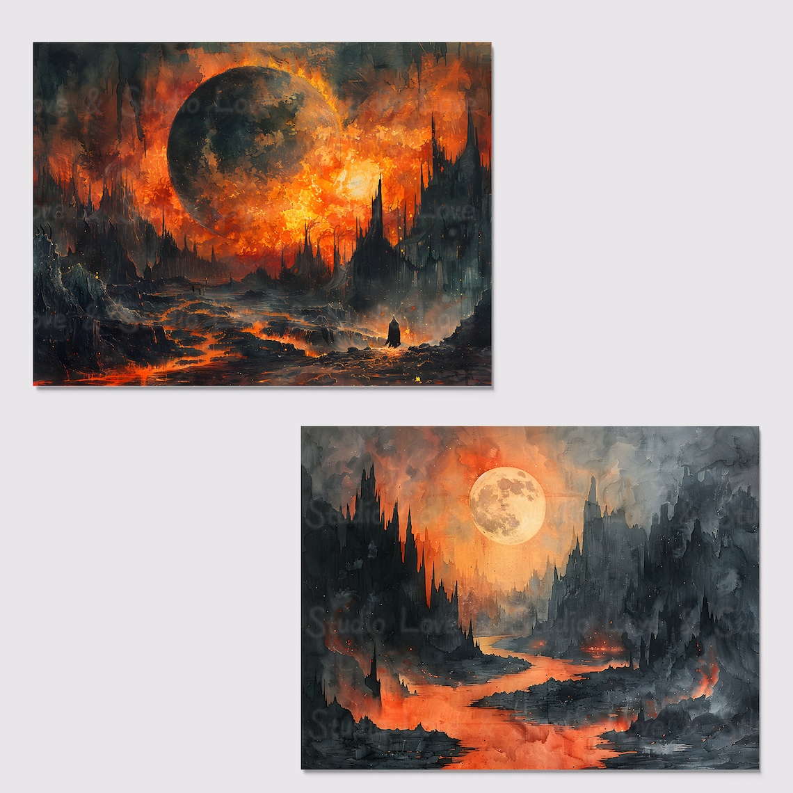 25 the Infernal Wastelands Digital Paper, Printable Dark Fantasy ...