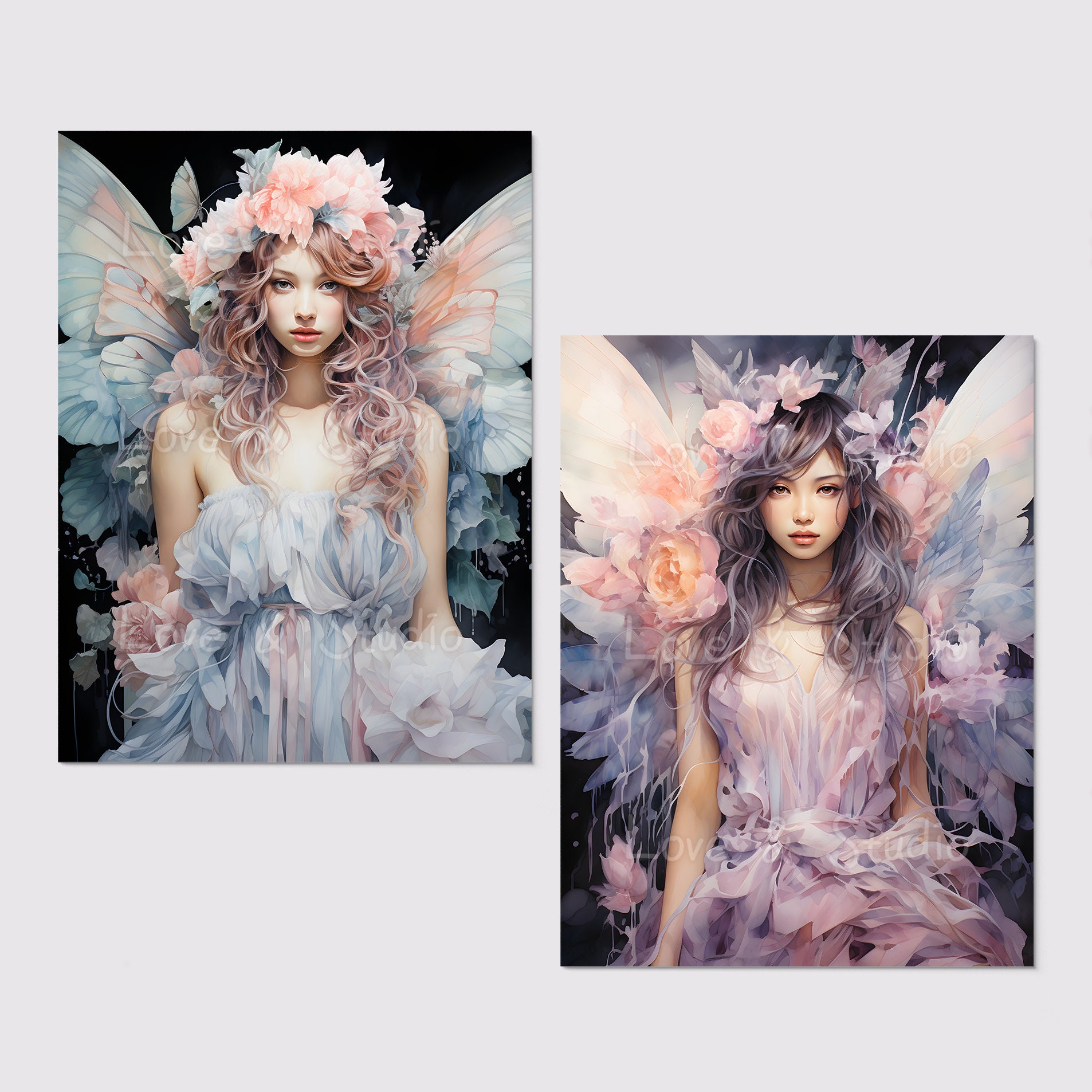 25 Watercolor Fairy Digital Paper, Printable Fantasy Background ...