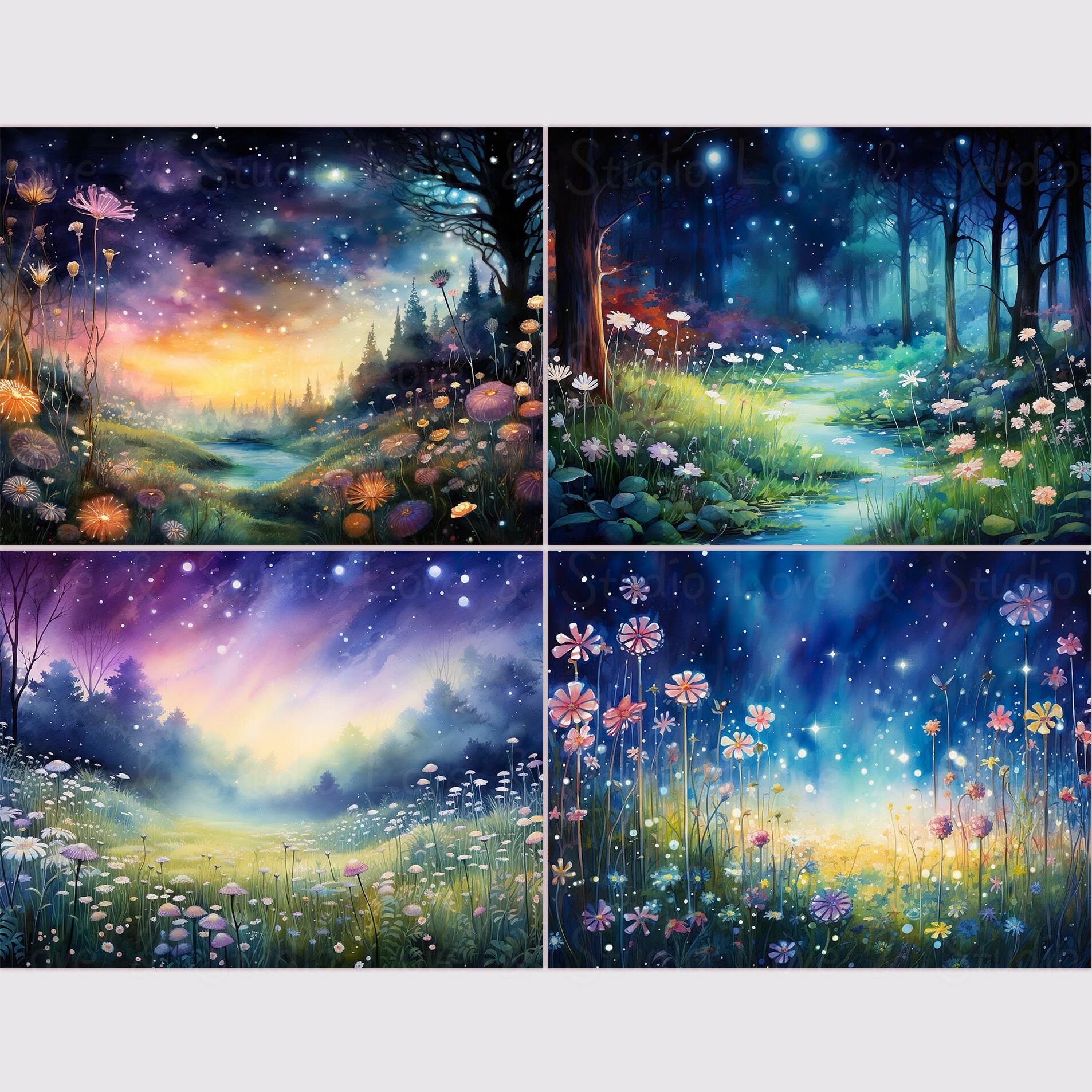 25 Fairy Wonderland Digital Paper, Printable Watercolor Magical Fairy ...