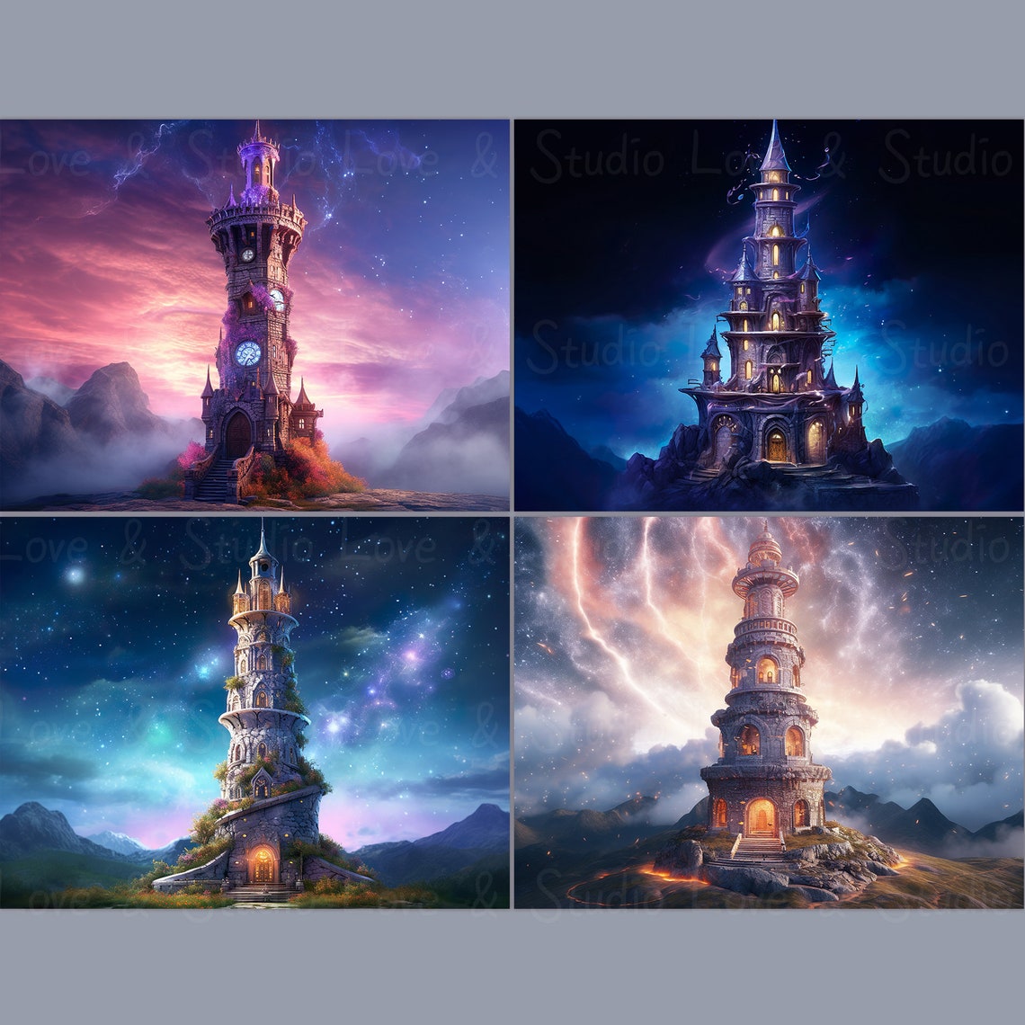 25 Wizard's Tower Digital Paper, Printable the Mysticism Ambiance. A ...