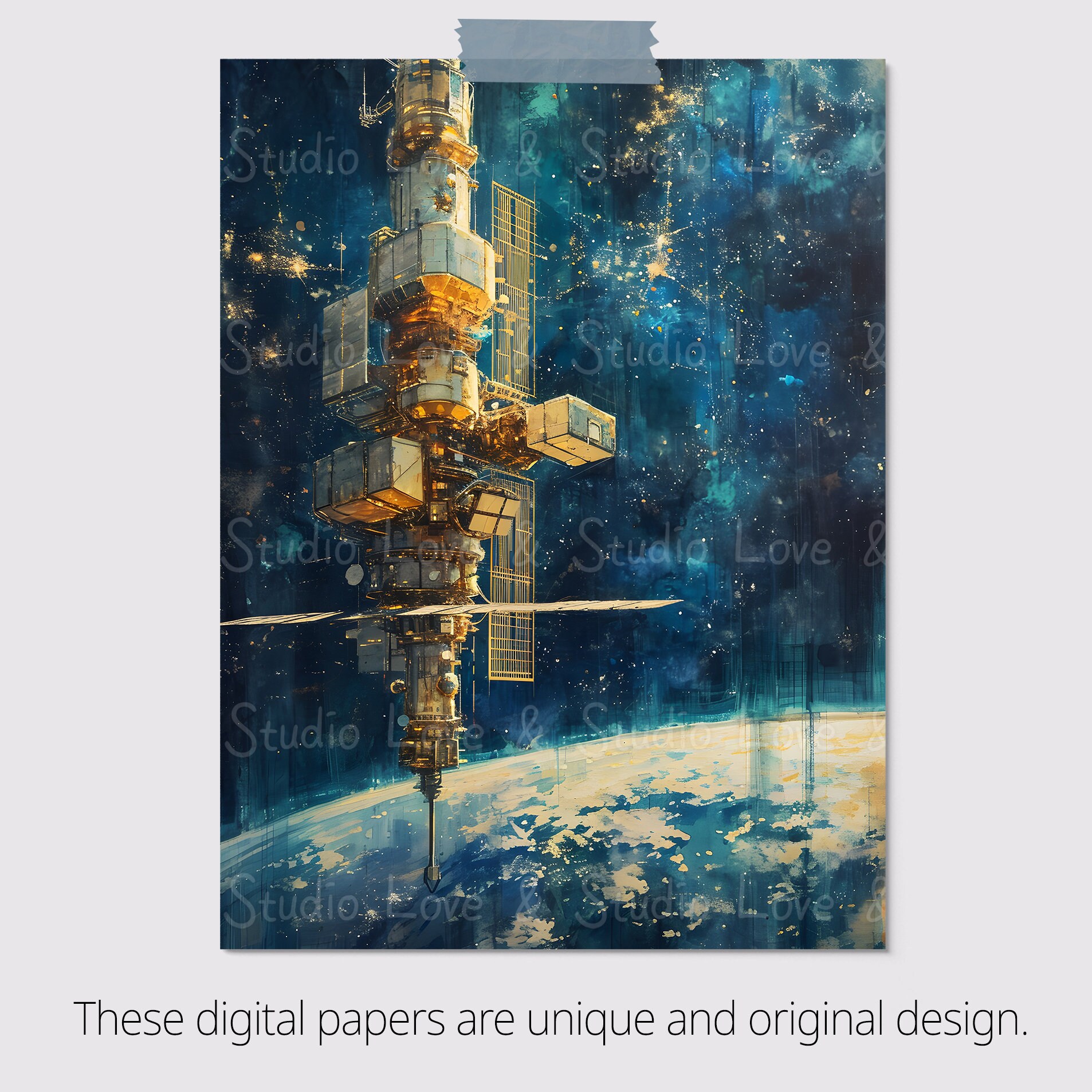 25 Orbital Solar Arrays Digital Paper, Printable Sci-fi Futuristic ...