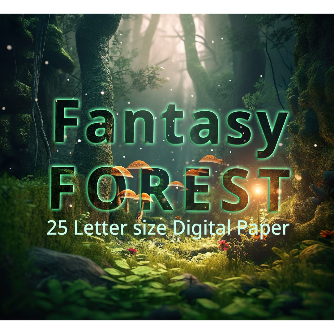 25 Enchanted Fantasy Forest Digital Paper, Printable Mysterious Moss ...