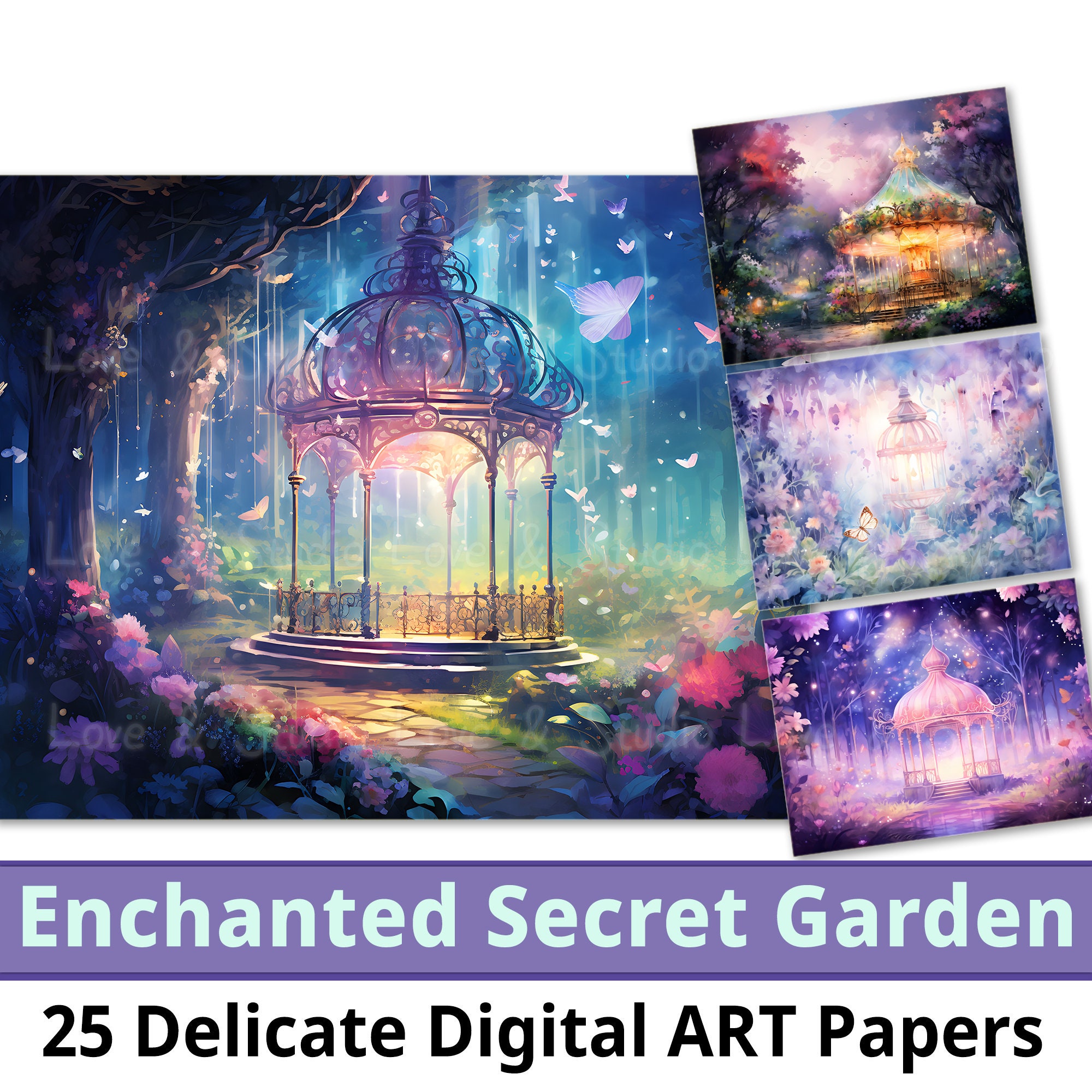 25 Enchanted Pastel Secret Garden Digital Paper, Soft Pastel Shade ...
