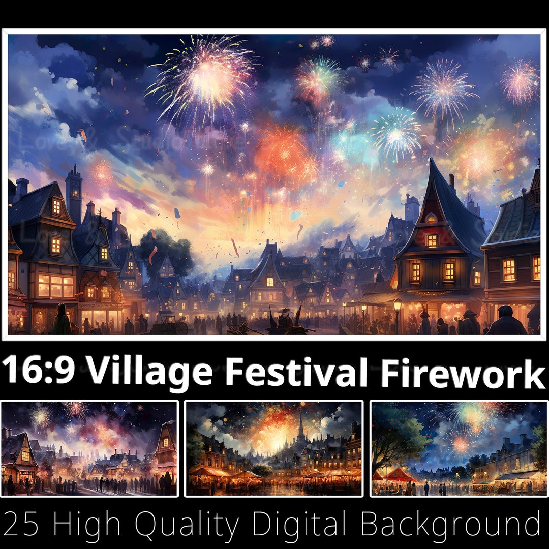 16:9 Village Festival Firework Digital Background. 25 Samsung Frame TV ...