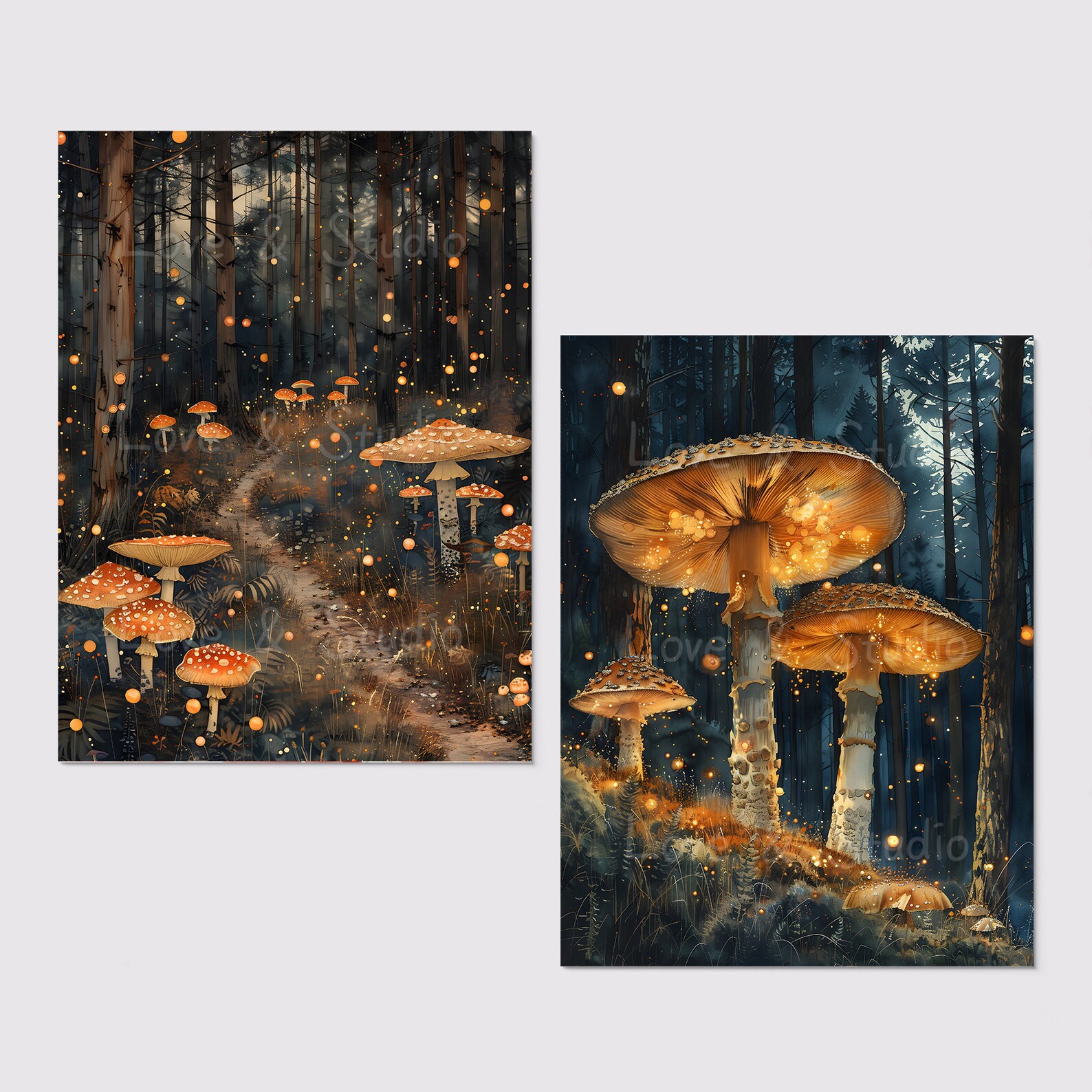 25 Dreamscape Mushroom Forest Digital Paper, Dark Fantasy Backdrop ...