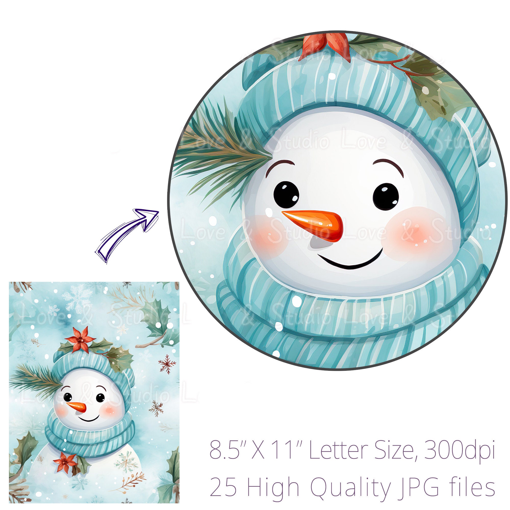 25 Snowman Seamless Digital Paper Snowflake Pattern. - Etsy
