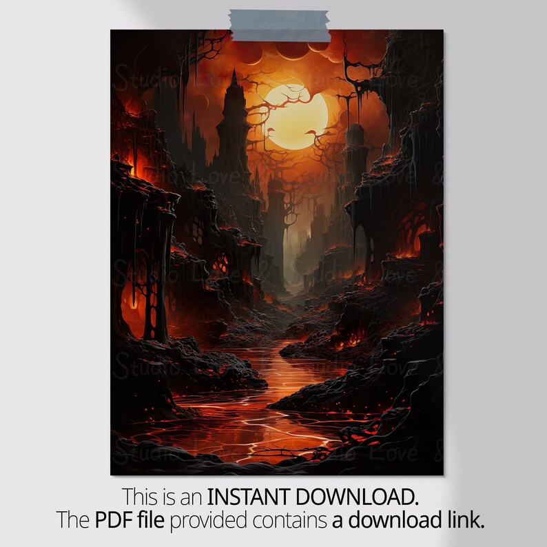 25 Underworld Realm Digital Paper. Watercolor Horror Printable ...