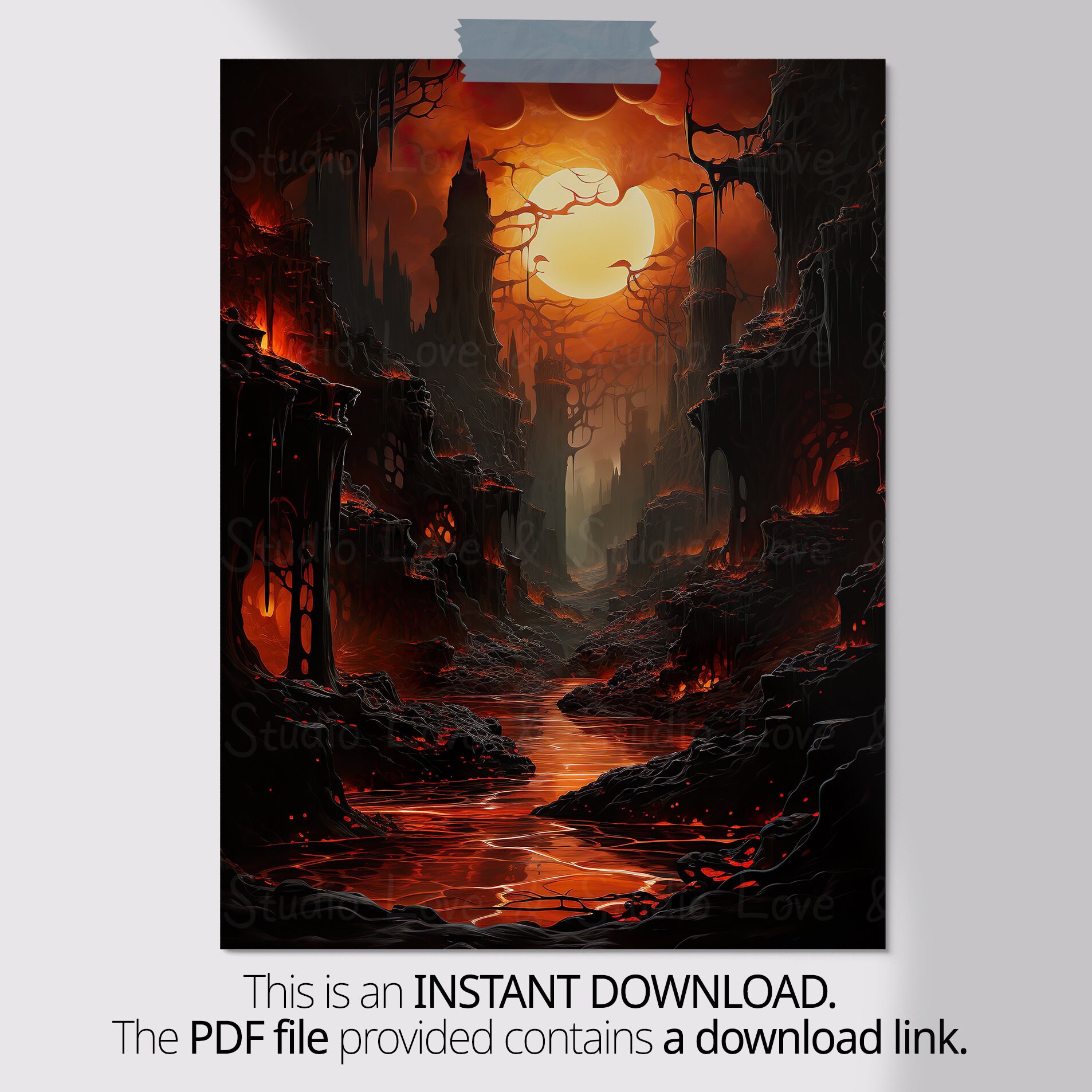 25 Underworld Realm Digital Paper. Watercolor Horror Printable ...