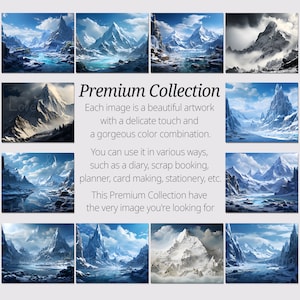 25 A Majestic Snowy Mountain Digital Paper, Fantasy Background. Overlay ...