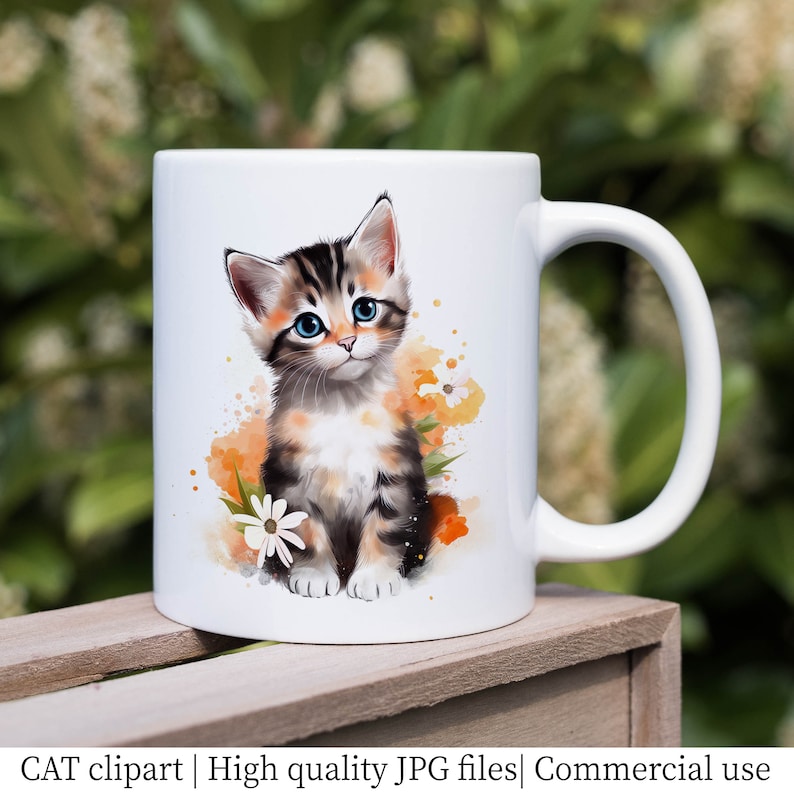 20 Cat Clipart Commercial Use, Cute Kitten Cats Clipart, Botanical ...