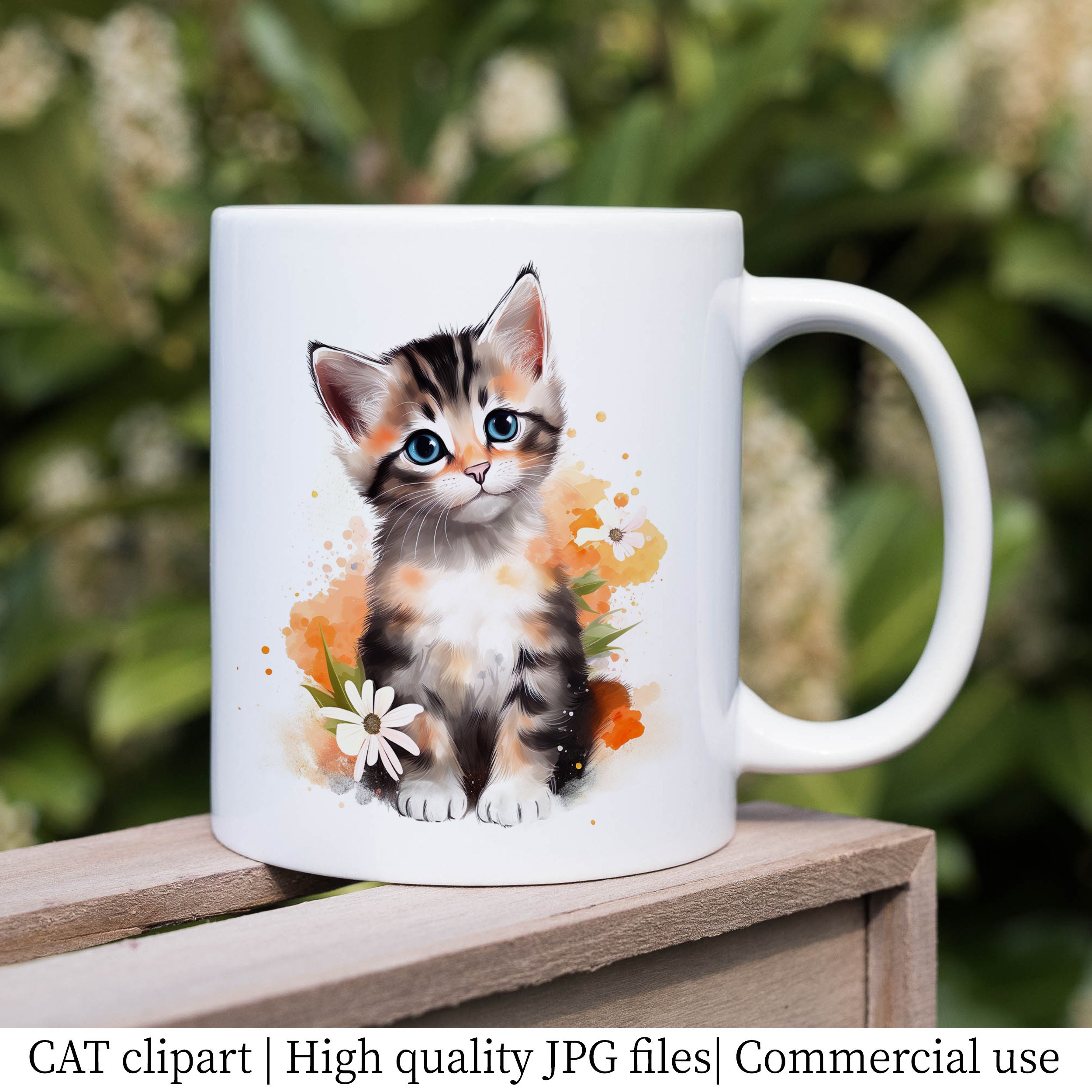 20 Cat Clipart Commercial Use, Cute Kitten Cats Clipart, Botanical ...