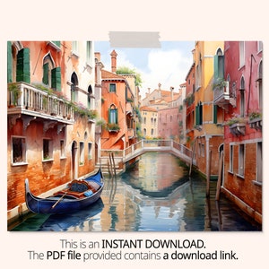 25 View of Venice Italy Digital Paper, Watercolor With Pen Brush Street ...