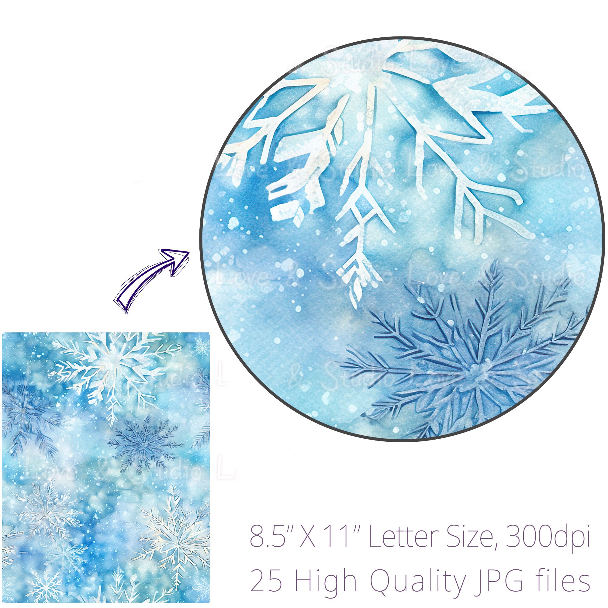 25 Snowflakes Seamless Digital Paper, Winter Wonderland in Christmas ...
