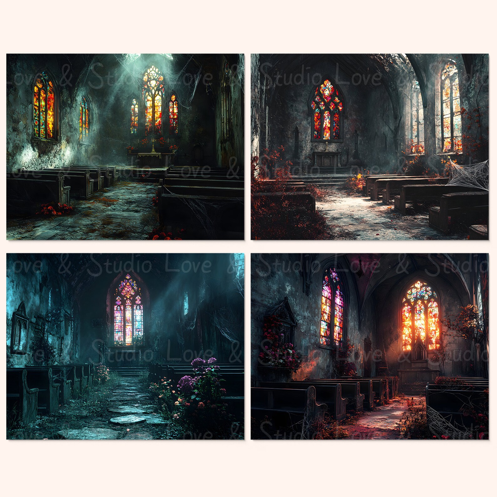 25 Abandoned Crumbling Chapel Digital Paper, Printable Gothic Romance ...