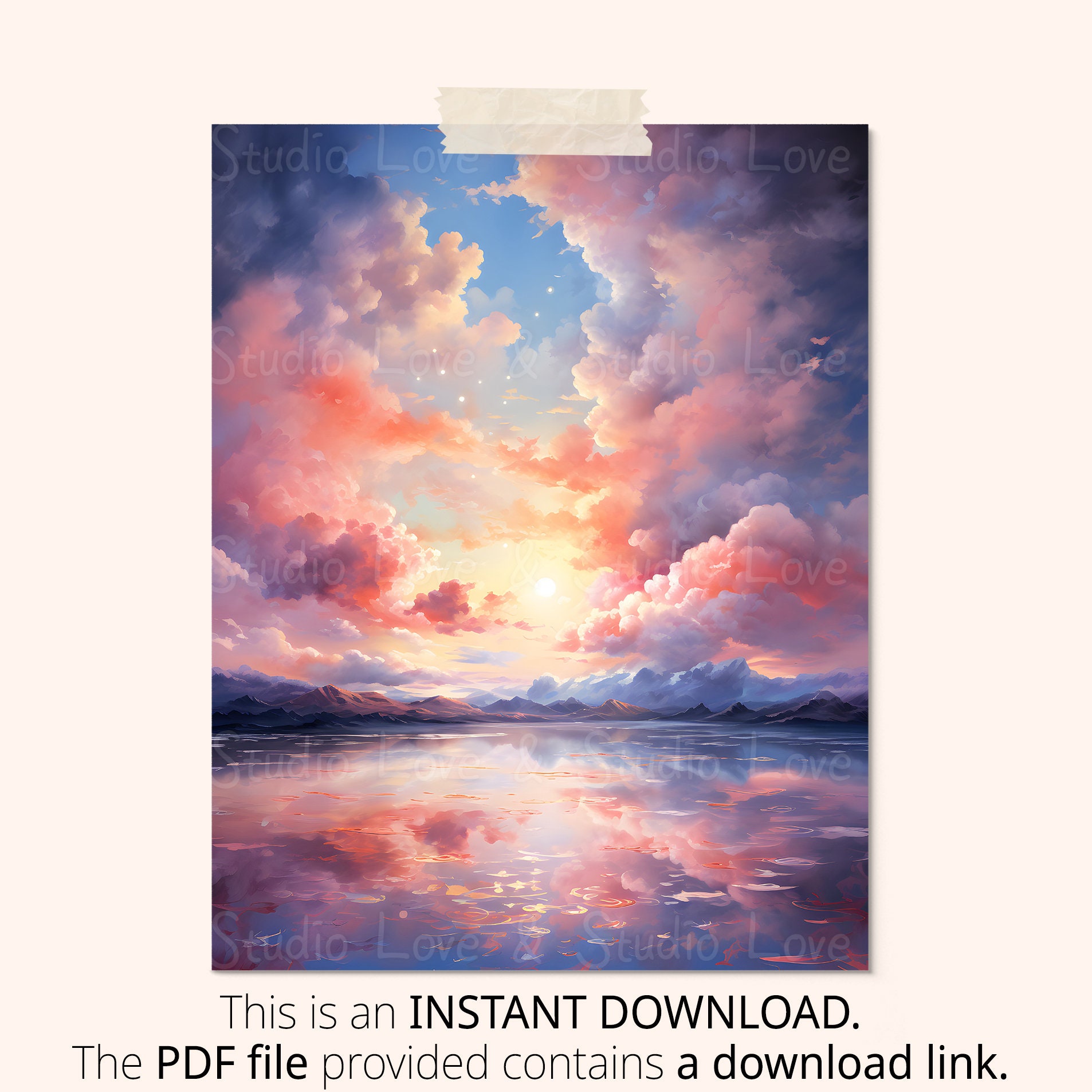 25 Watercolor the Dawn Sky Digital Paper. Fantastic Cloudy Heaven ...