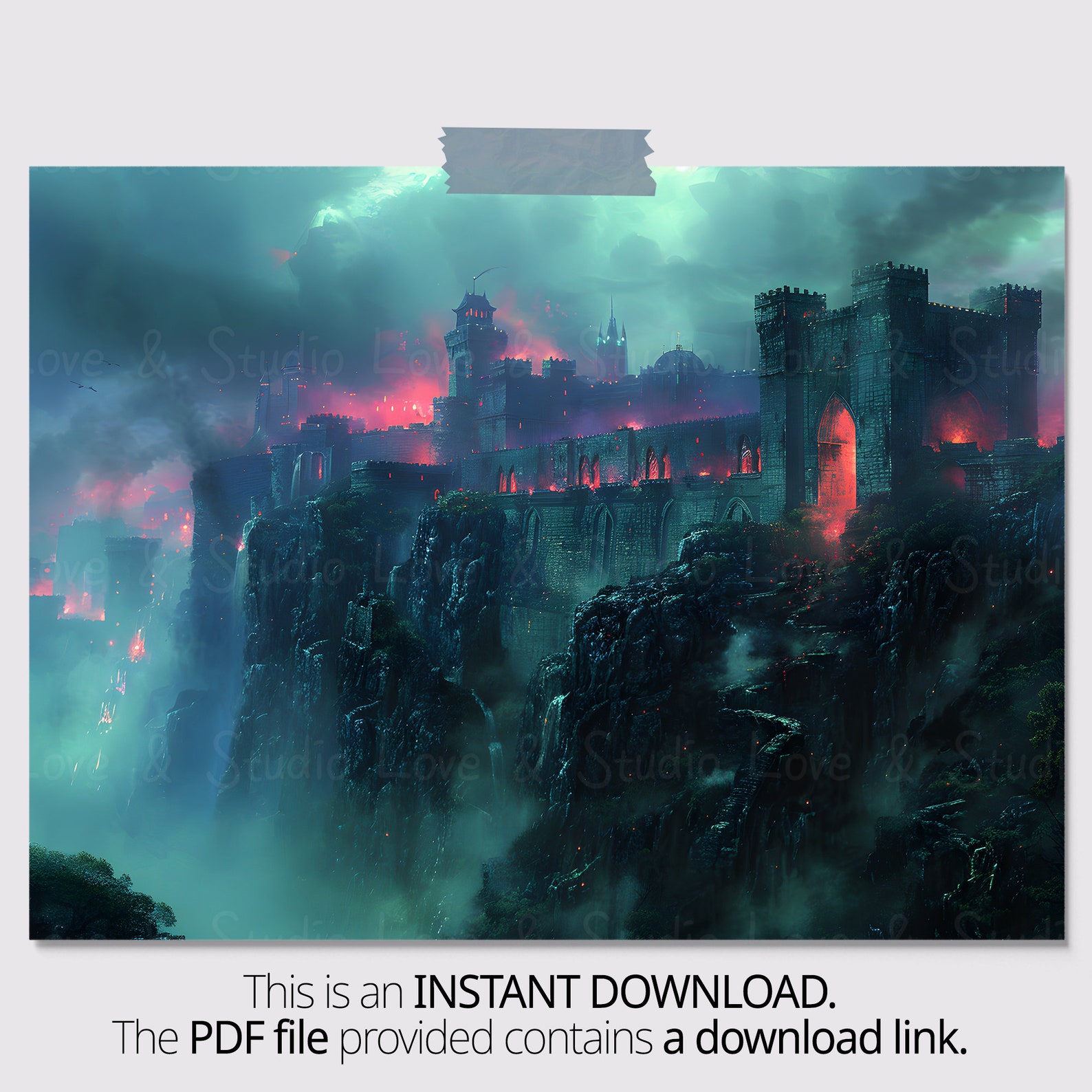 25 the Forsaken Citadel Digital Paper, Printable Dark Fantasy ...