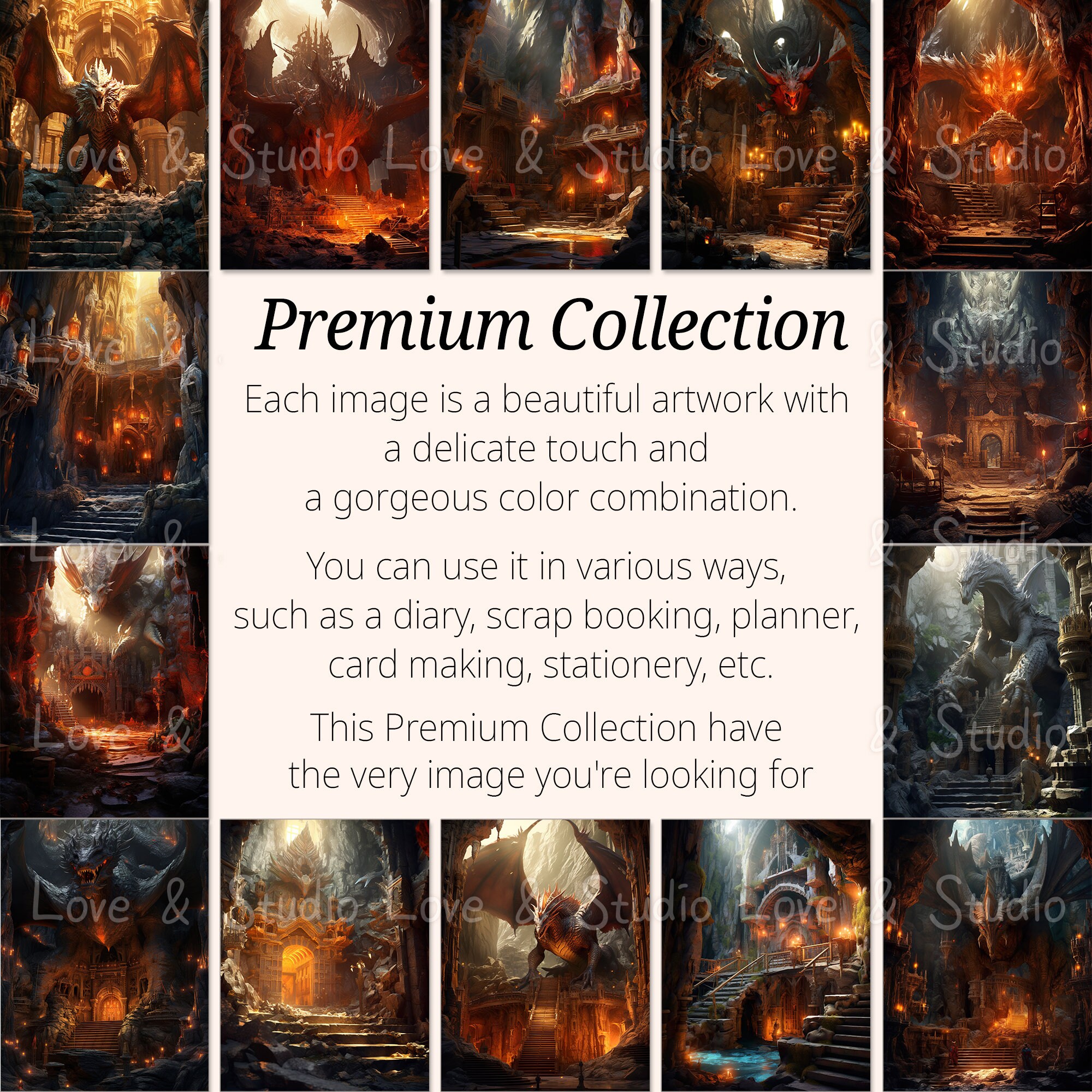 25 Dragon's Lair Digital Paper, Fantasy World Background Pack. Digital ...