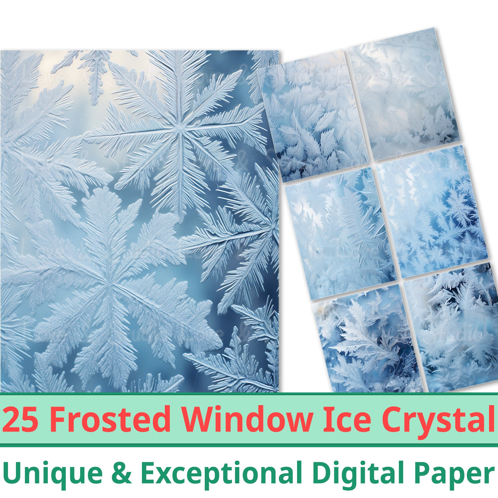 25 Frosted Windows Digital Paper Ice Crystal Snowflake - Etsy