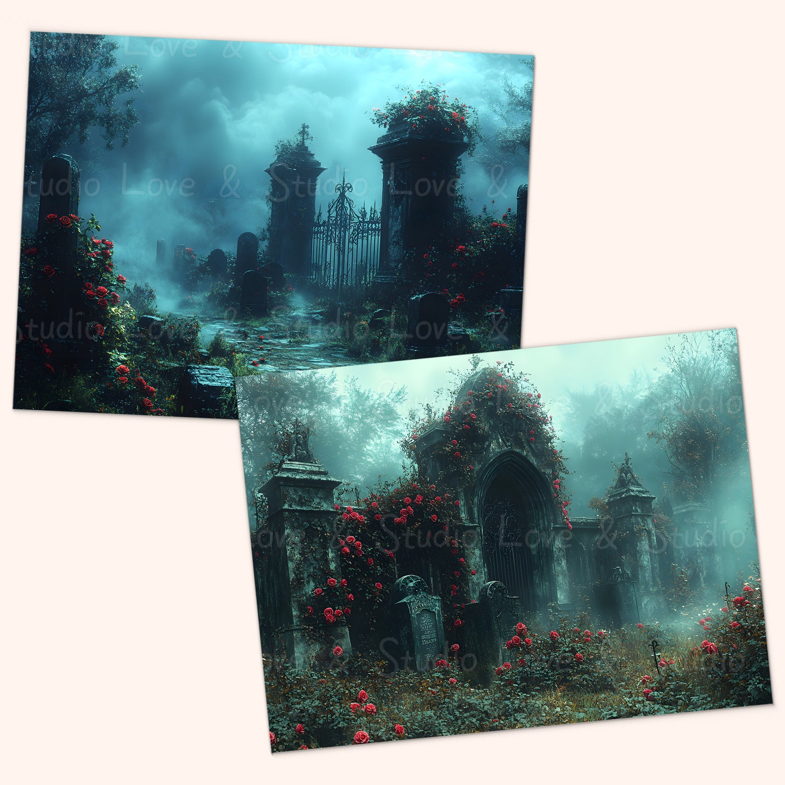 25 Gothic Dark Graveyard Digital Paper, Printable Gothic Romance ...