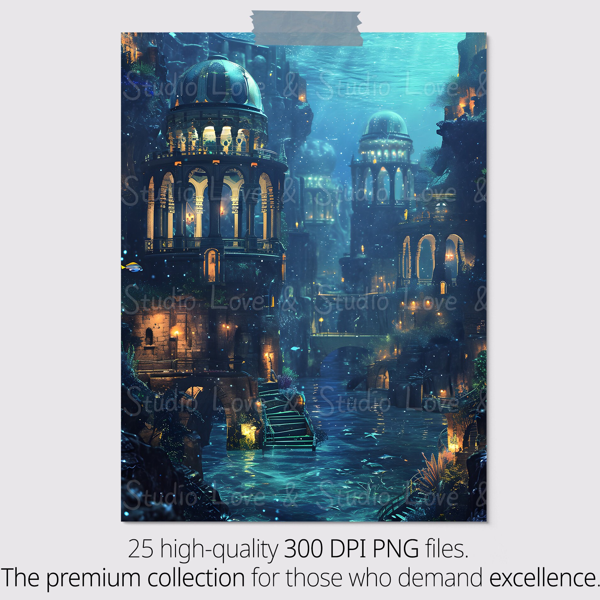 25 Aqua Metropolis Digital Paper, Printable Sci-fi Futuristic Artwork ...