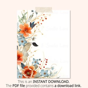 25 Floral Printable Letter Papers, Watercolor Page Border. Digital ...