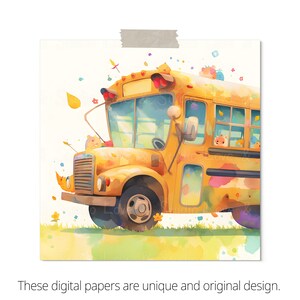 25 School Bus Adventure Digital Paper. for Welcome Week Event Clipart ...