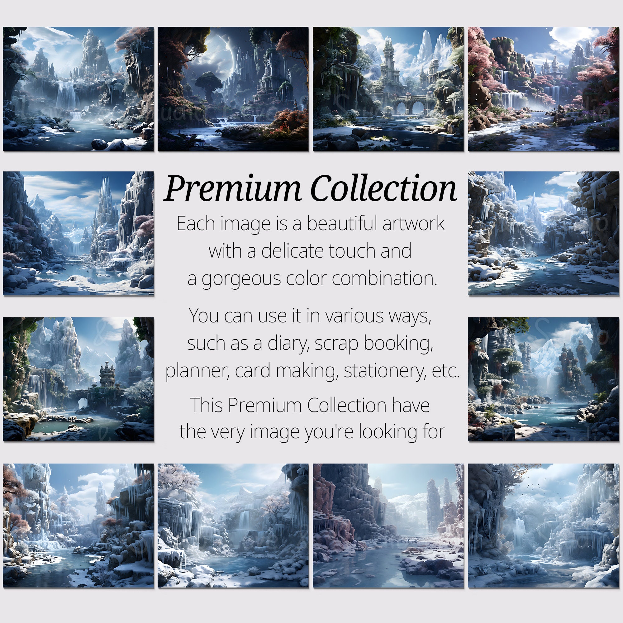 25 Frozen Waterfall Oasis Digital Paper Amazing Fantasy - Etsy