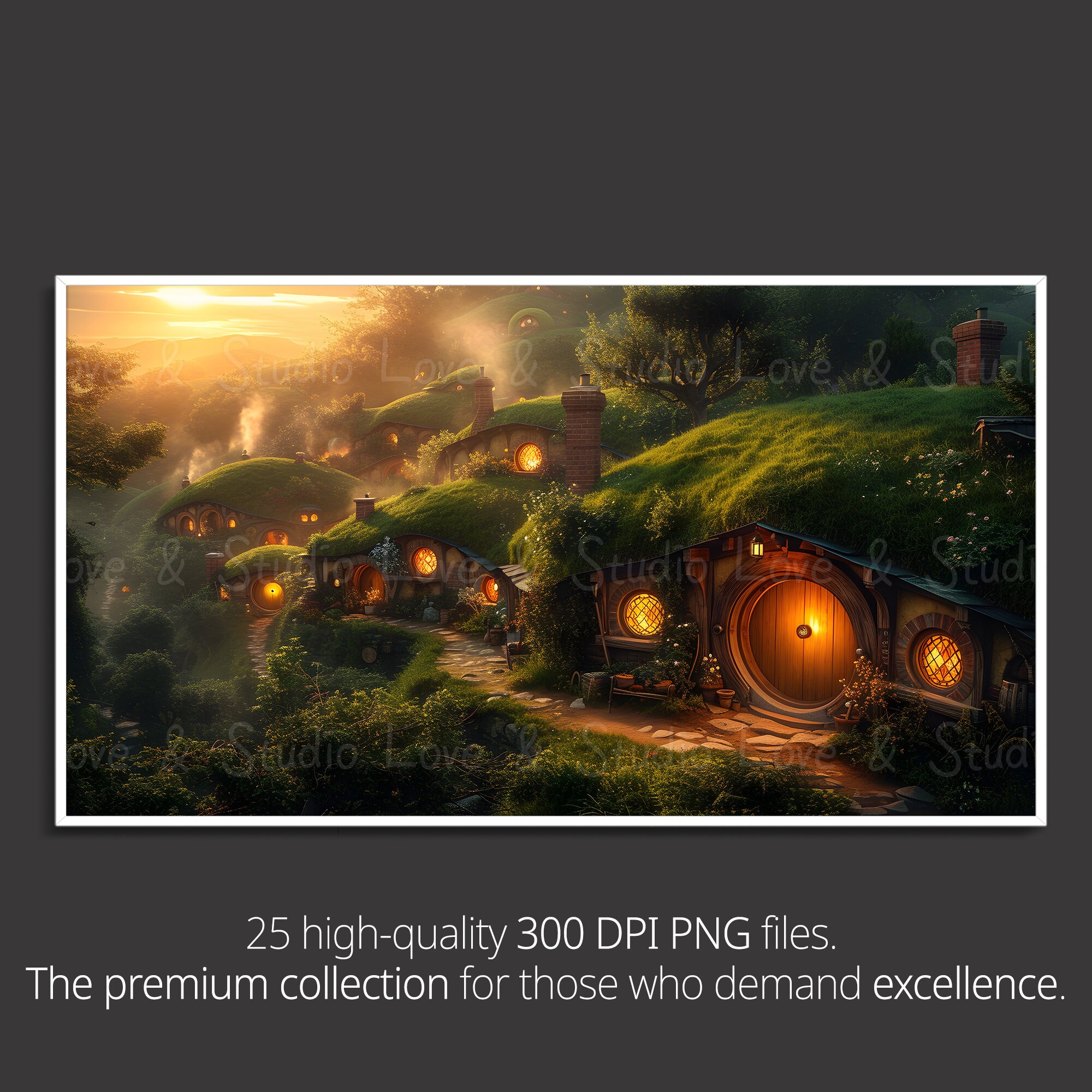 16:9 Hobbiton in the Golden Hour Digital Paper. 25 Printable Fantasy ...