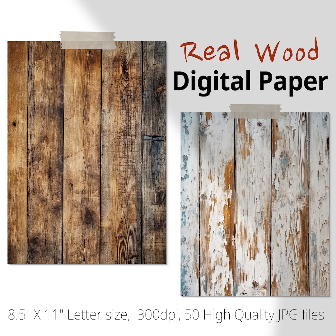 50 Rustic Wood Panel Digital Paper Packages, Real Wood Texture, Old ...