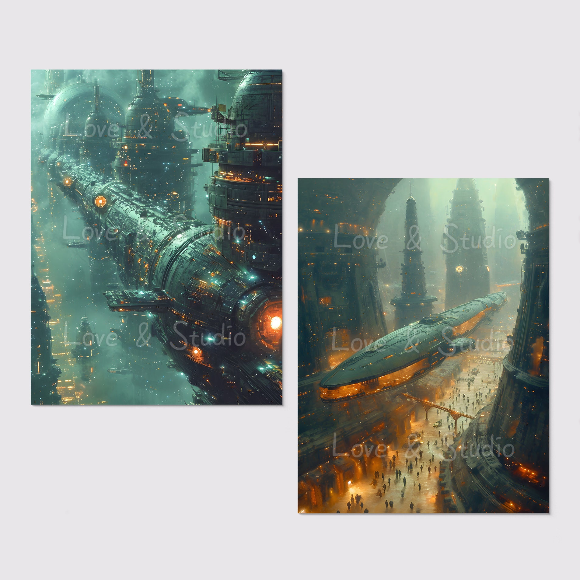 25 Futuristic Docking Bay Digital Paper, Printable Sci-fi Futuristic ...